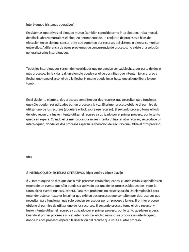 Interbloqueo | PDF | Concurrencia (informática) | Informática