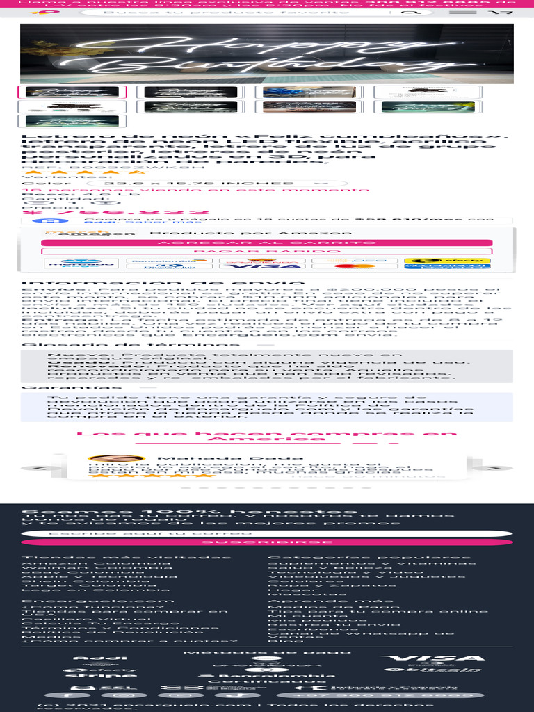 Letrero de neón «Feliz cumpleaños», letrero de neón LE...B0936ZWK8H Encarguelo.com | PDF