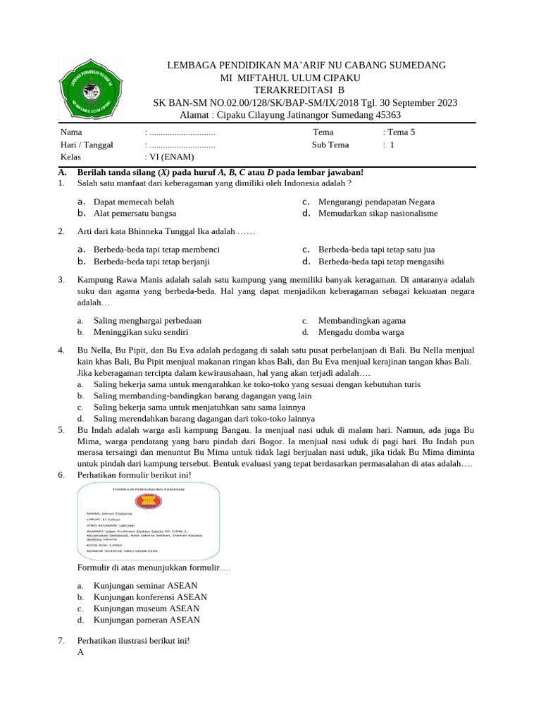 Soal PH Tema 5 Sub 1 24 | PDF
