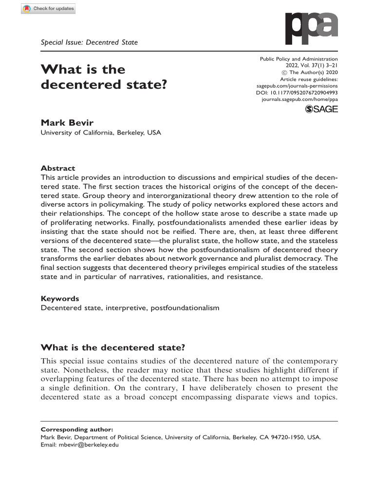 Understanding Decentered Governance | PDF | Theory | Governance