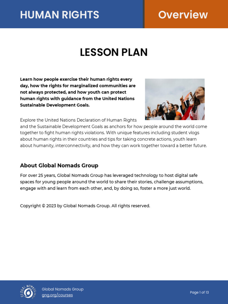 GNG Human Rights Lesson Plan | PDF | Goal | Human Rights