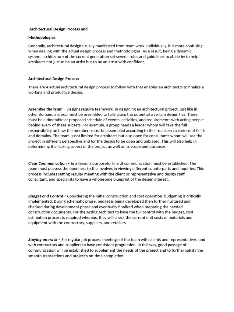 Architectural Design Process and Methodologies | PDF