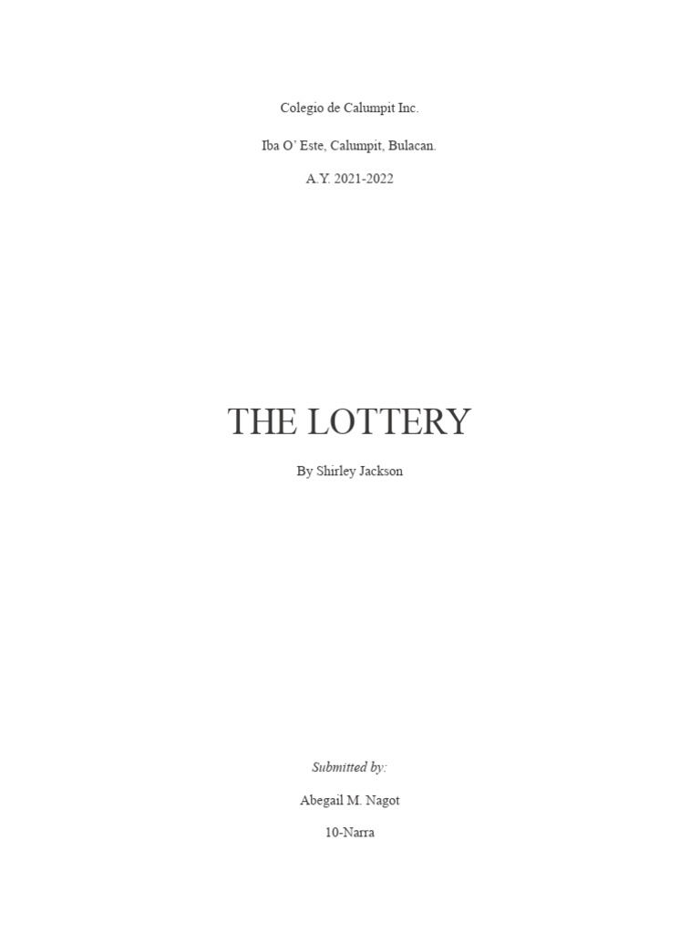 Literary Analysis The Lottery | PDF