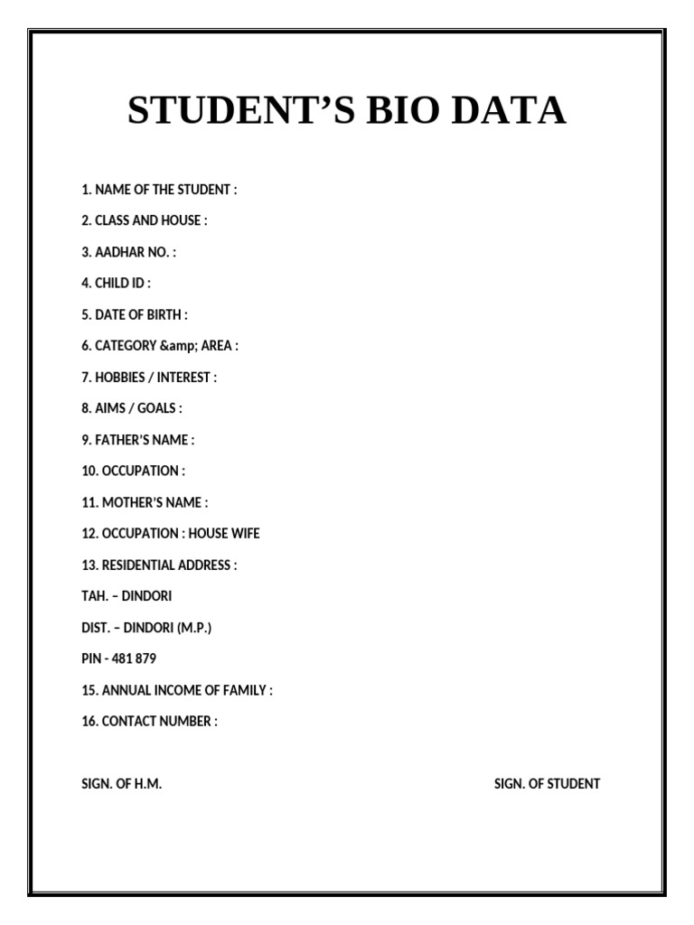 Formate Bio Data | PDF
