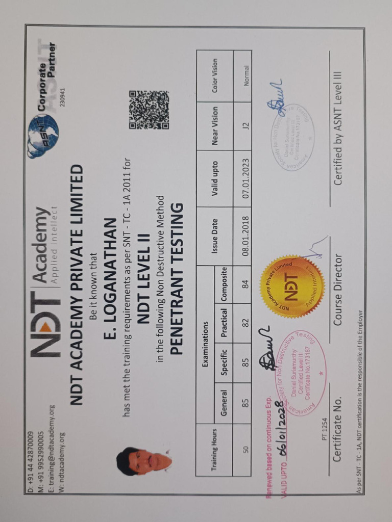 9.NDT_PT level 2_laganathan | PDF