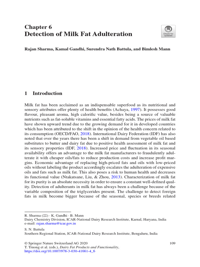 DetectionofMilkFatAdulteration_BookChapter | PDF | Infrared | Fat