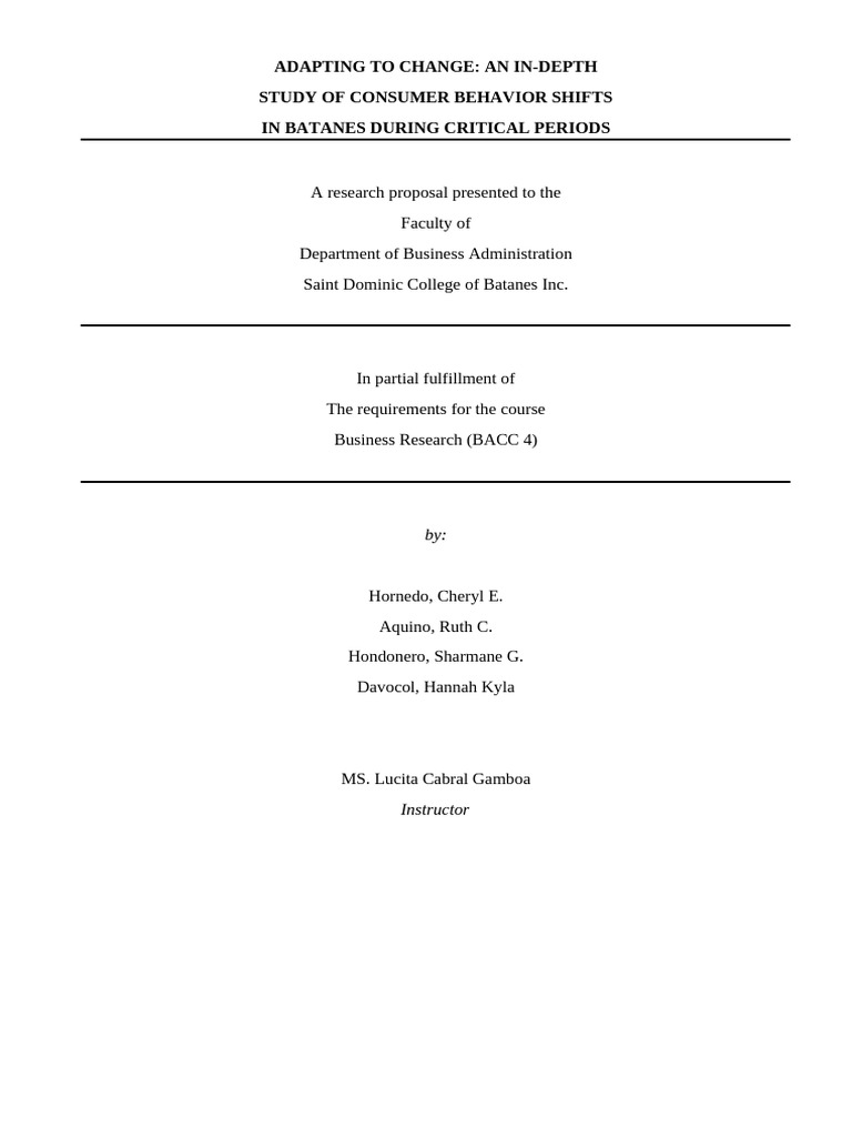 Adapting To Change Final Research BACC4 | PDF | Consumer Behaviour ...