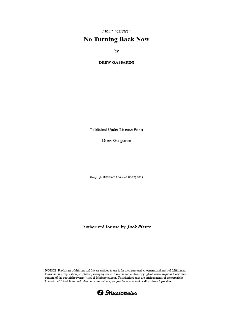 No Turning Back Now - C Major | PDF