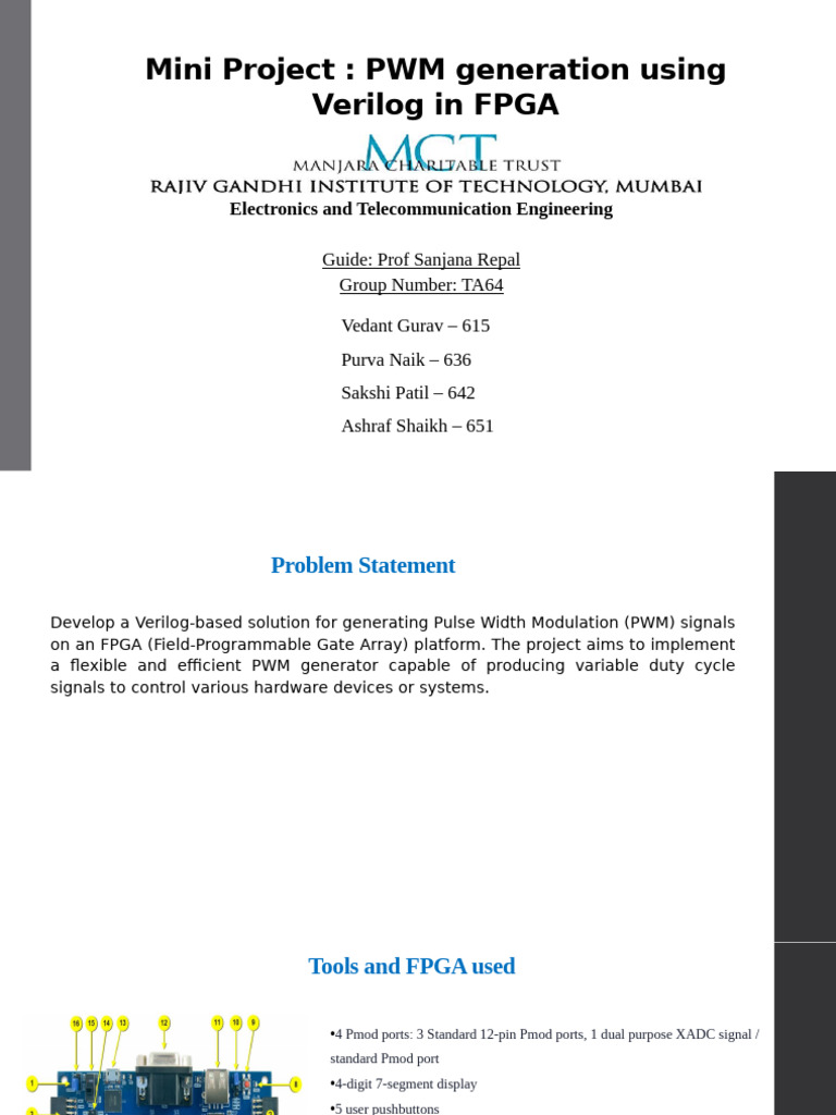 Mini Project Pwm Verilog Pdf Field Programmable Gate Array