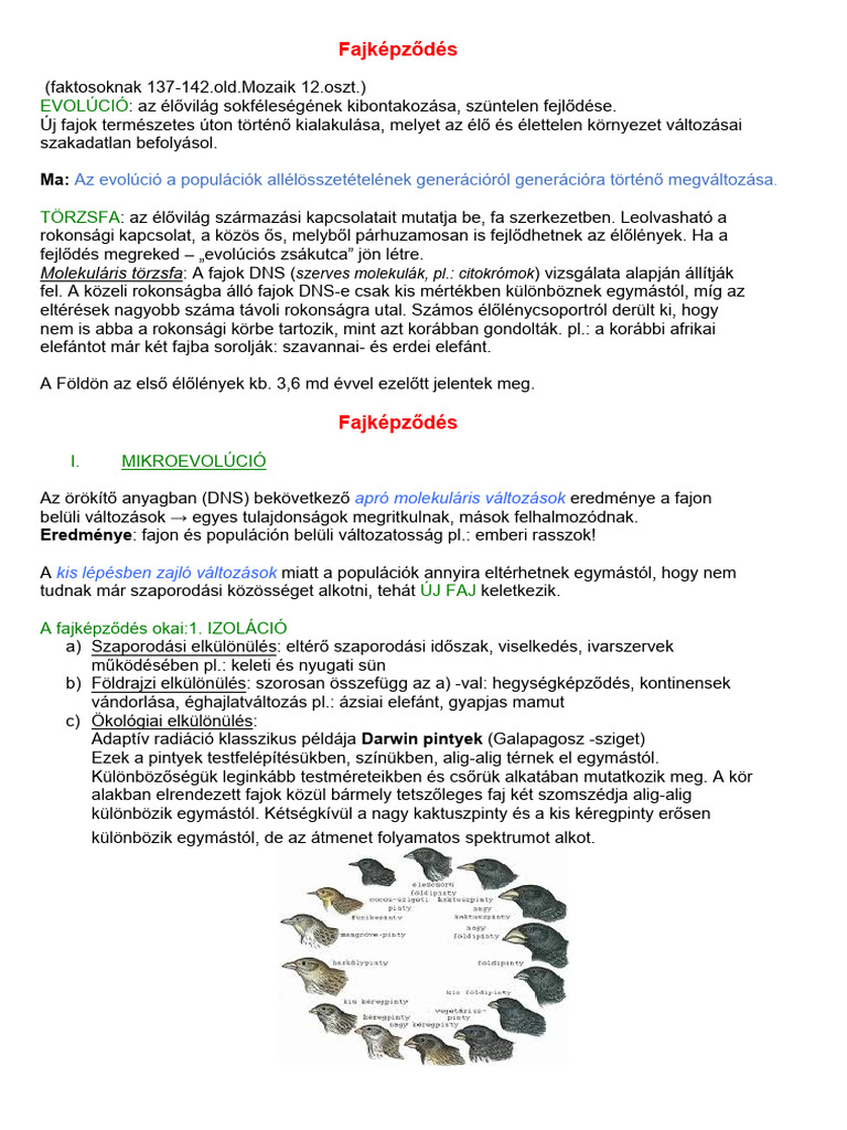 Tananyag Evolucio3 | PDF