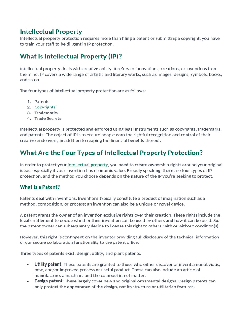 IPR TYPES | PDF | Intellectual Property | Patent