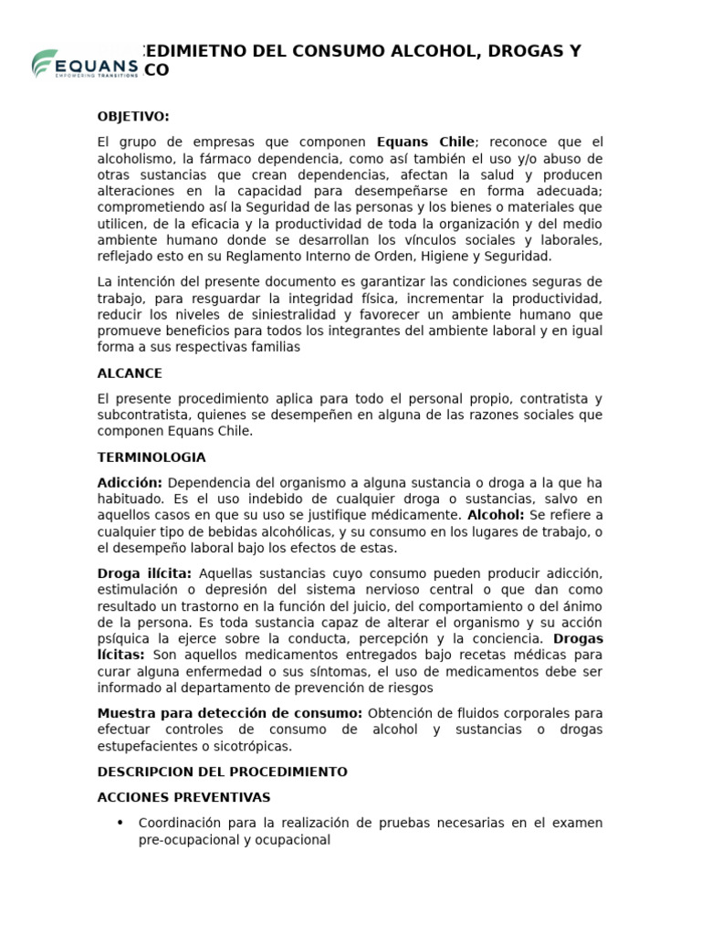 Alcohol y Drogas Equans | PDF | La dependencia de sustancias | Drogas
