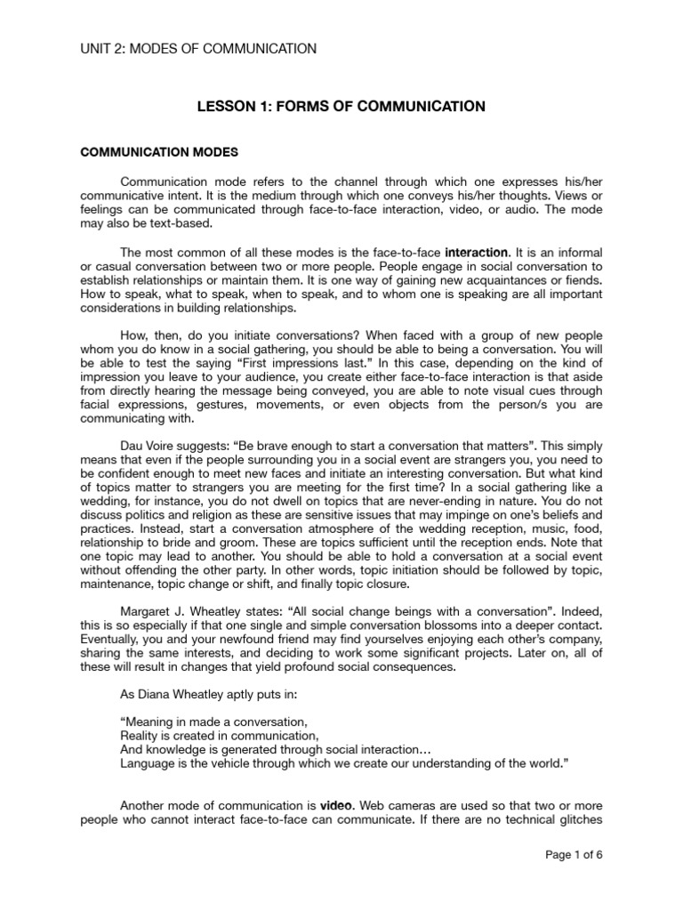 Understanding Communication Modes | PDF | Communication | Conversation