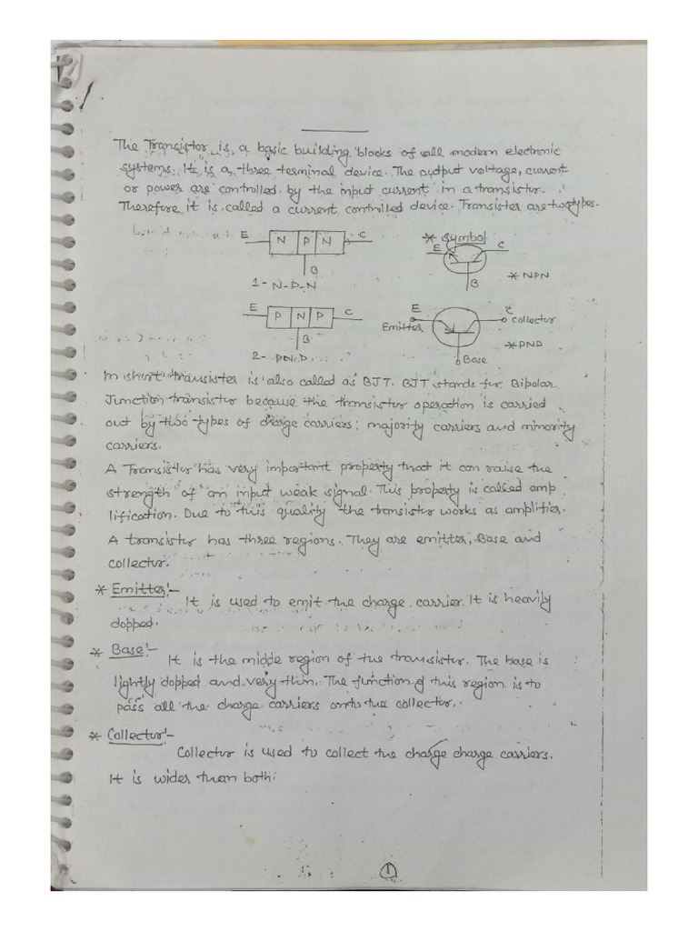 Transistor Complete Unit Notes | PDF