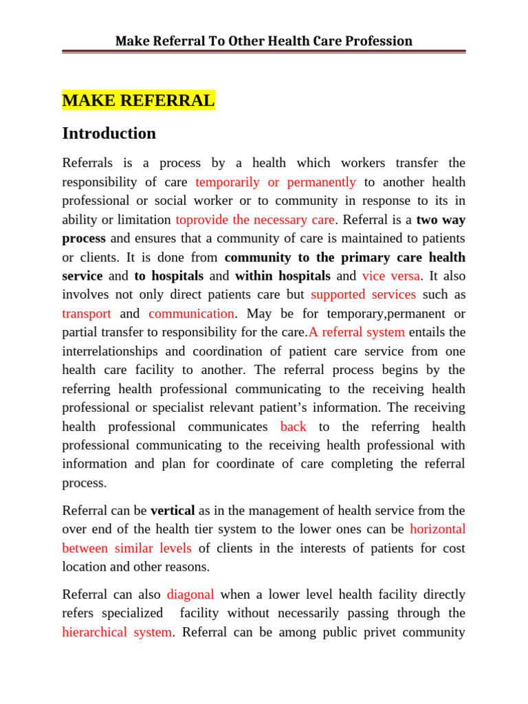 Make Referral to Other Health Care Professional When Appropriate | PDF ...