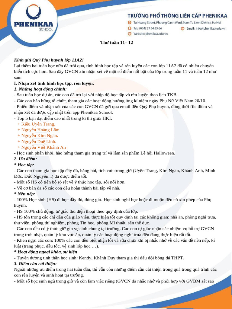 11A2 - Thư-tuần 11 & 12 | PDF