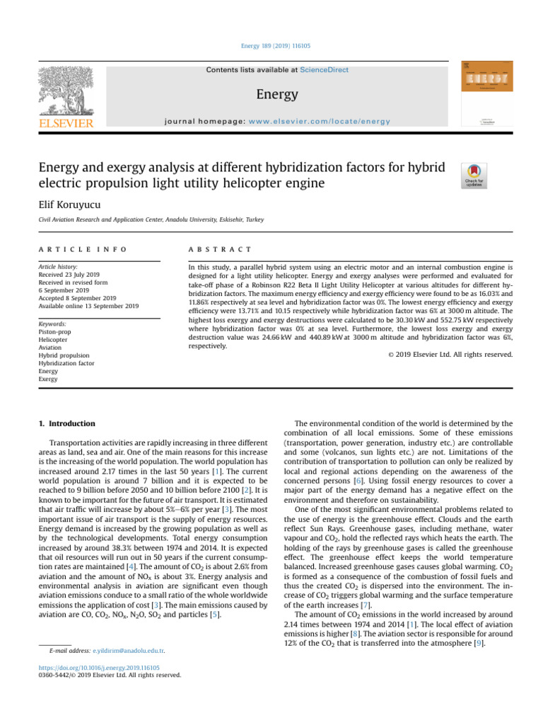 Koruyucu2019energy and Exergy Analysis at Different Hybridization ...