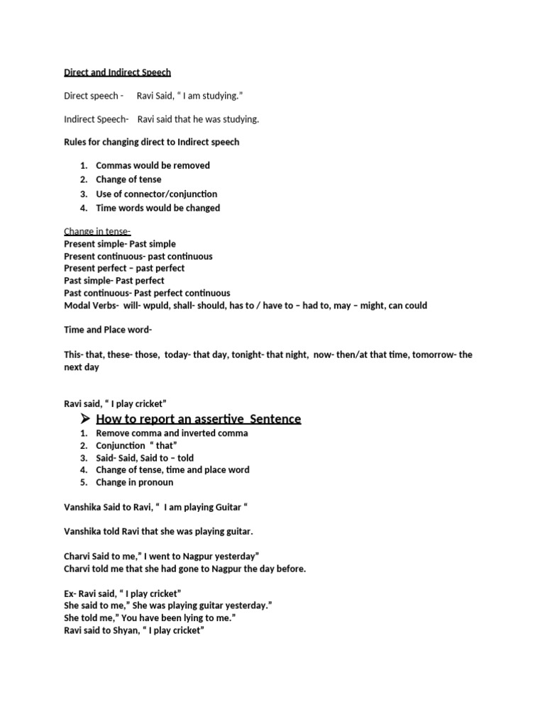 Direct vs Indirect Speech Rules | PDF | Language Families | Languages