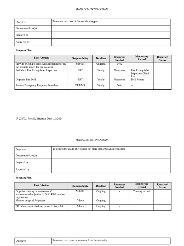 IP-23F01_Management Program - IMS | PDF | Human Resources | Regulatory ...