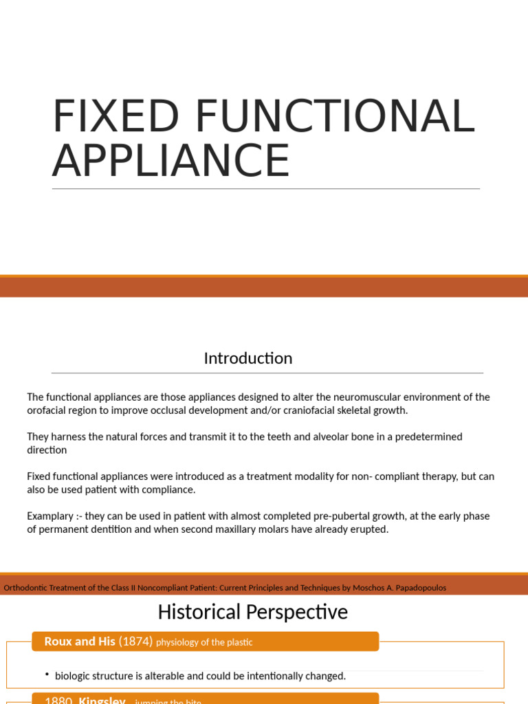 Fixed Functional Appliance | PDF | Orthodontics | Dentistry Branches