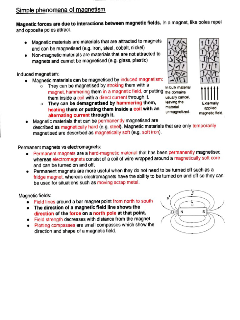 physics notes magnetism | PDF | Magnet | Magnetism