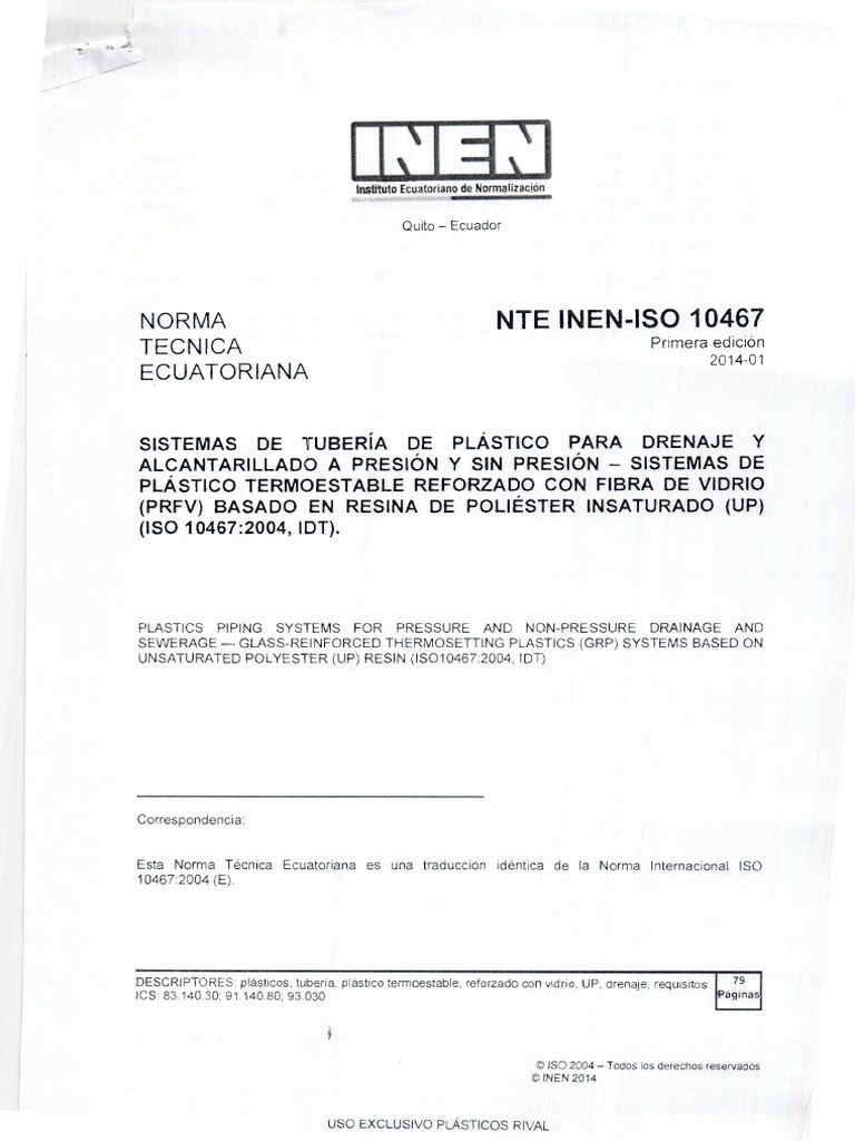 NORMA NTE INEN ISO 104671 Drenaje y Alcantarillado | PDF