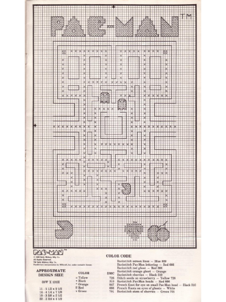 Pac-Man Cross Stitch Pattern | PDF