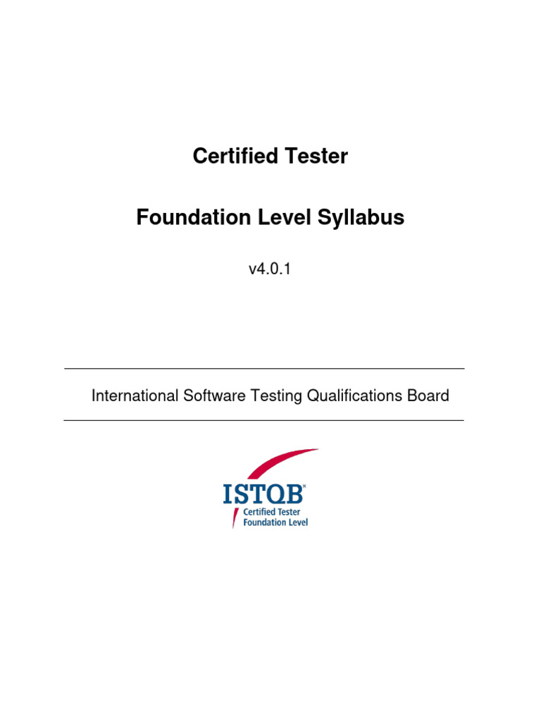 ISTQB Certified Tester - Foundation Level Syllabus v4.0-pg1 | PDF