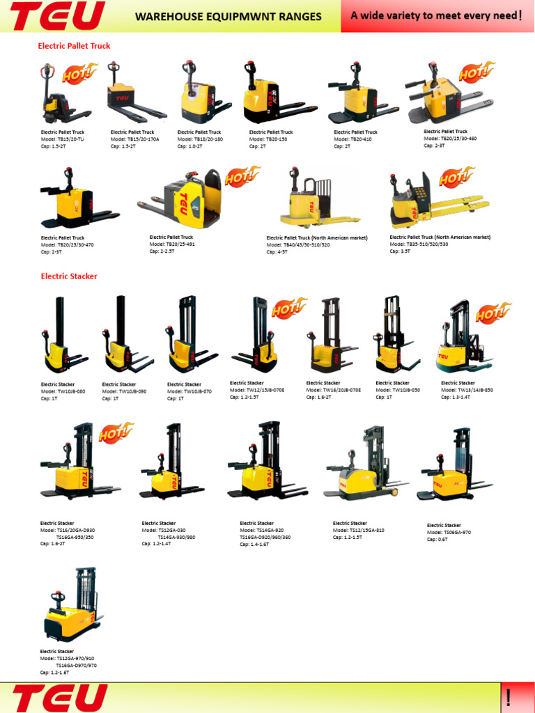 Electric Pallet Trucks & Stackers Guide | PDF | Supply Chain Management | Consumer Goods