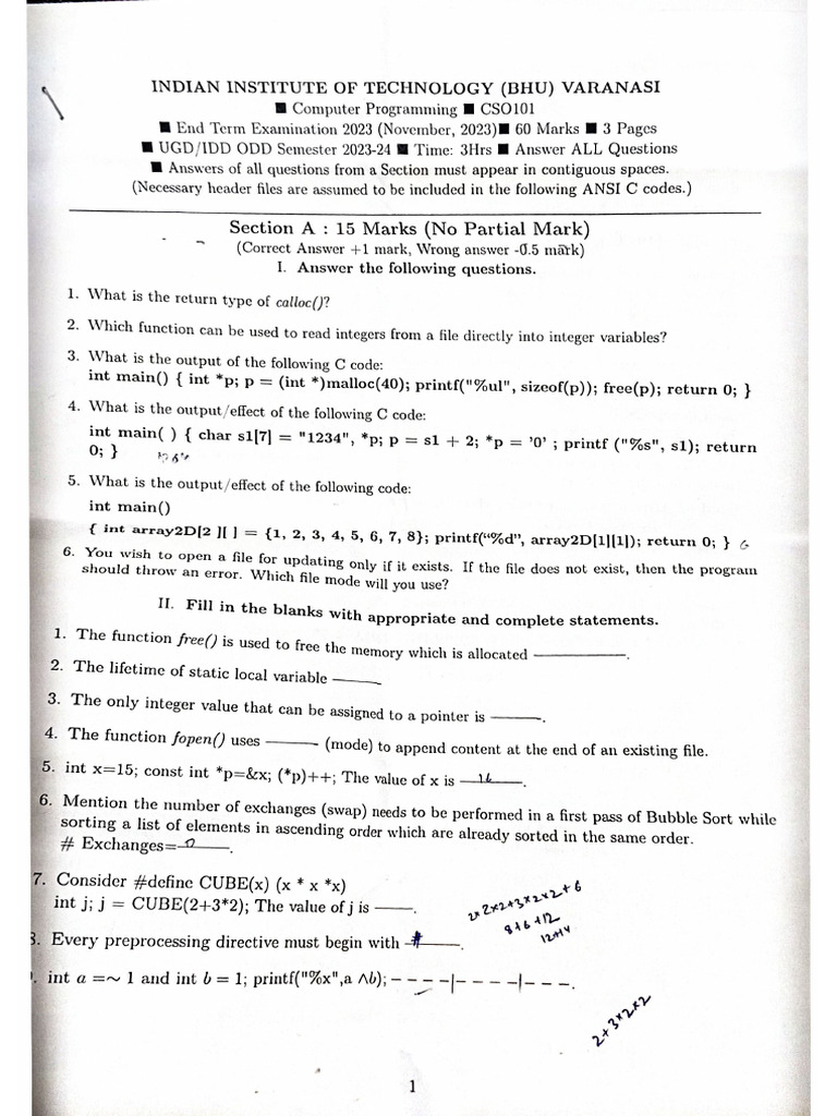 CSO-101 Endsem | PDF
