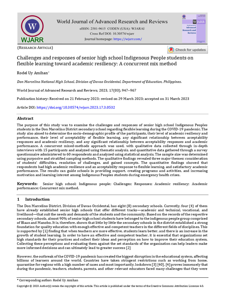 WJARR-2023-0532 | PDF | Learning | Educational Technology
