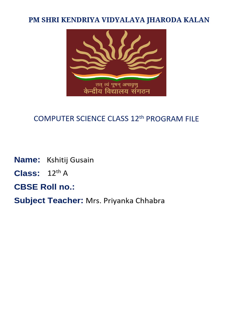 Class - XII - Practical SHTZ | PDF | Computing