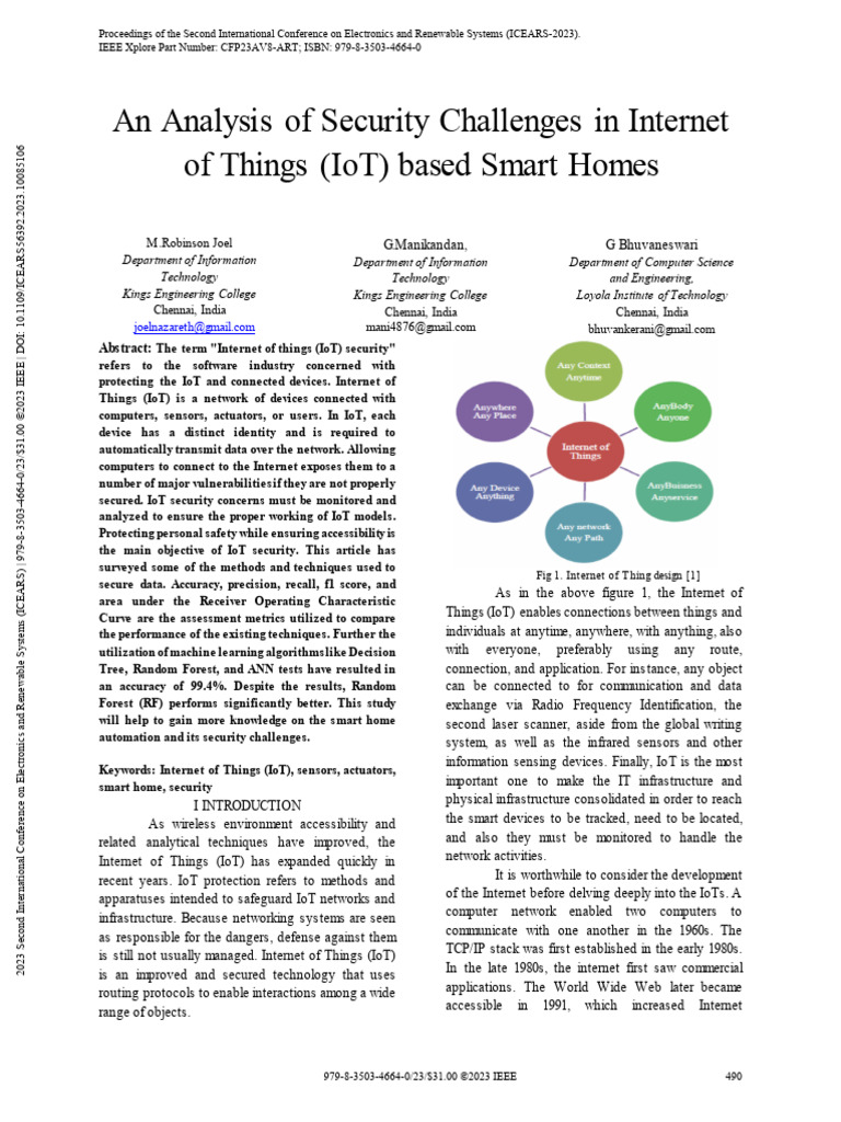 IoT Security Challenges in Smart Homes | PDF | Internet Of Things ...