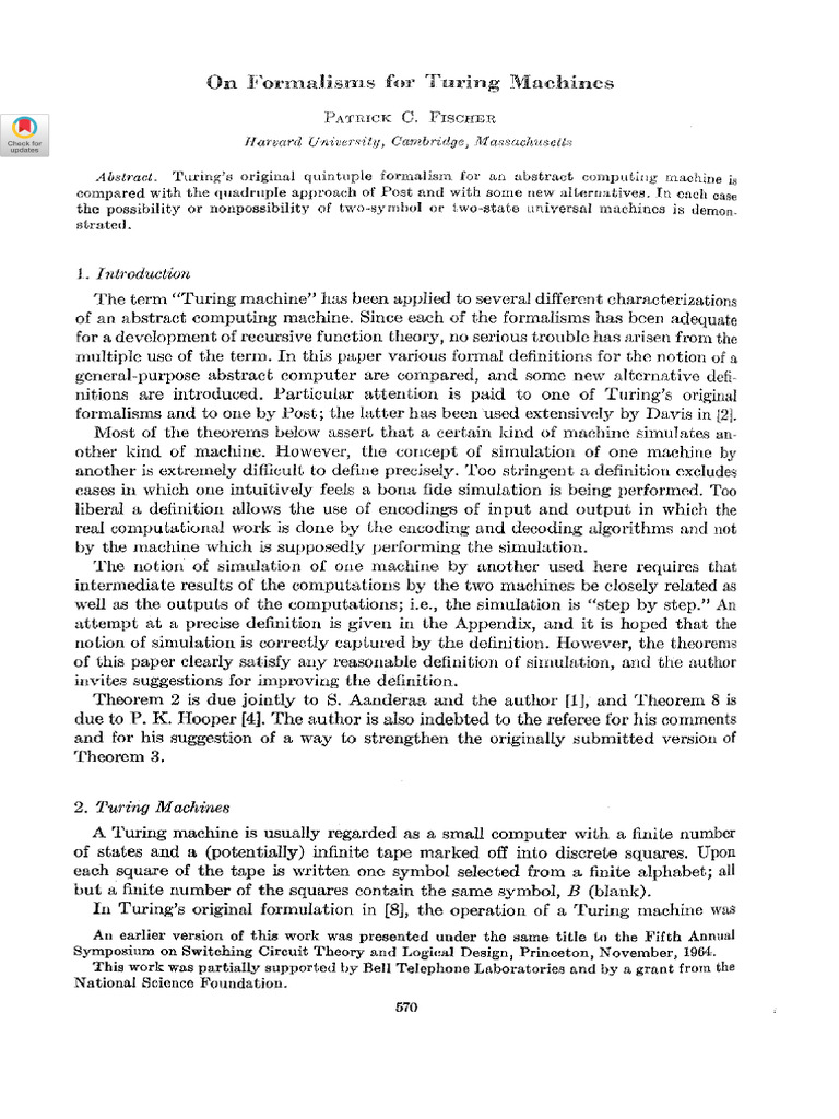 On Formalism For Turing Machine | PDF | Function (Mathematics) | Computability Theory