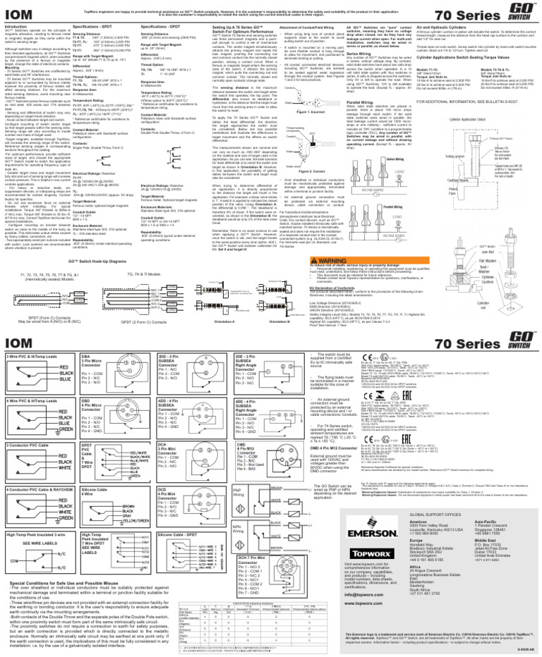 Manual Go Switch 70 Series Iom Topworx en 82518 | PDF | Switch | Electricity