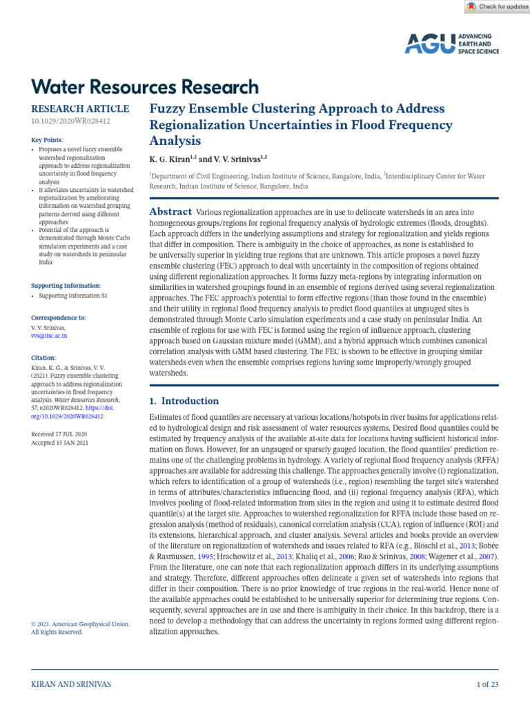 2021 Kiran and Srinivas WRR2 | PDF | Cluster Analysis | Matrix ...
