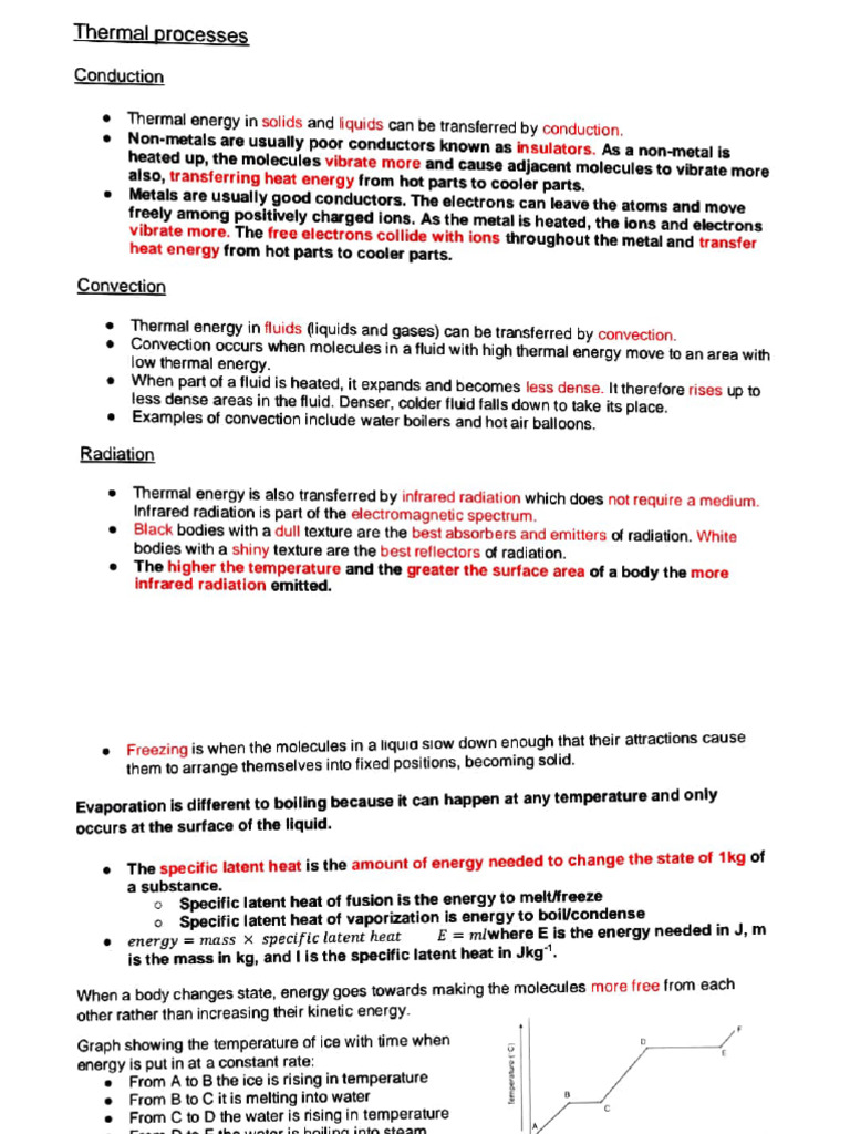 Physics Notes THERMAL ENERGY | PDF | Gases | Temperature