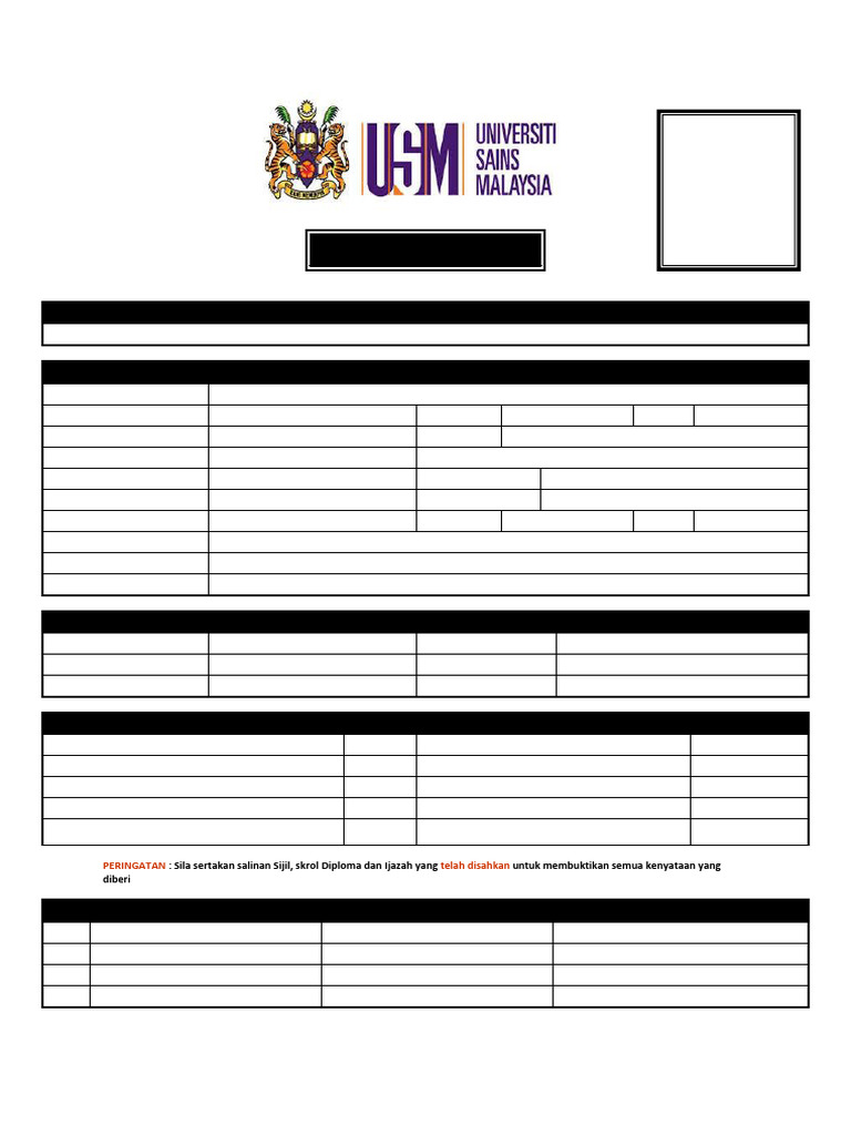 Borang Jawatan Jurulatih Sukan Usm | PDF