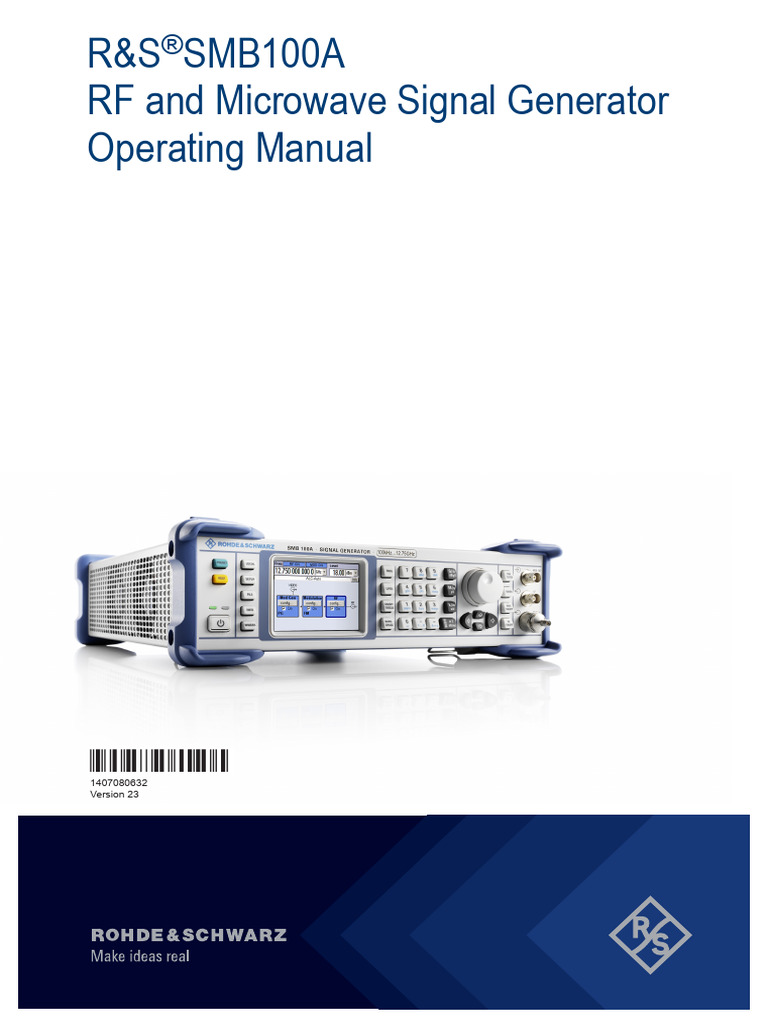 SMB100A OperatingManual en 23 | PDF | Modulation | Fuse (Electrical)
