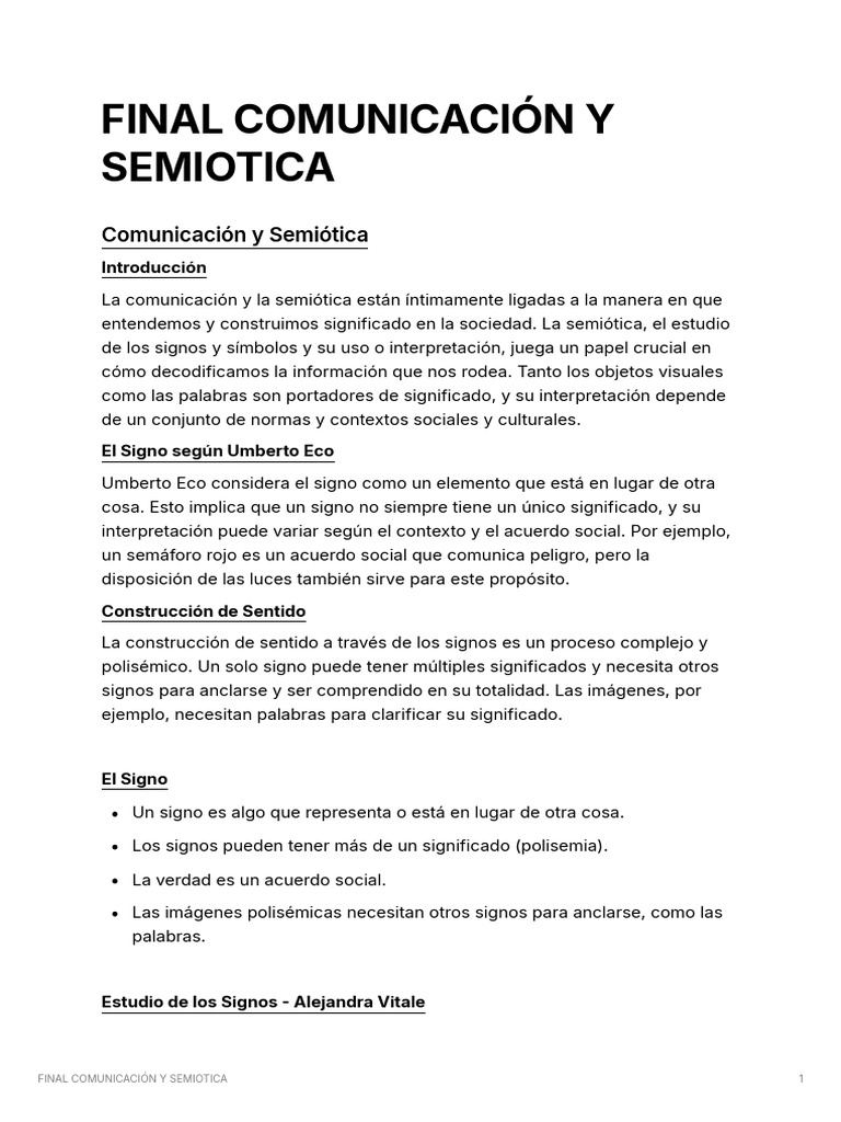 Final Comunicación y Semiotica | PDF | Semiótica | Charles Sanders Peirce