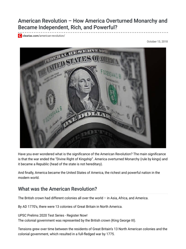 American Revolution: Birth of a Republic | PDF | British Empire ...