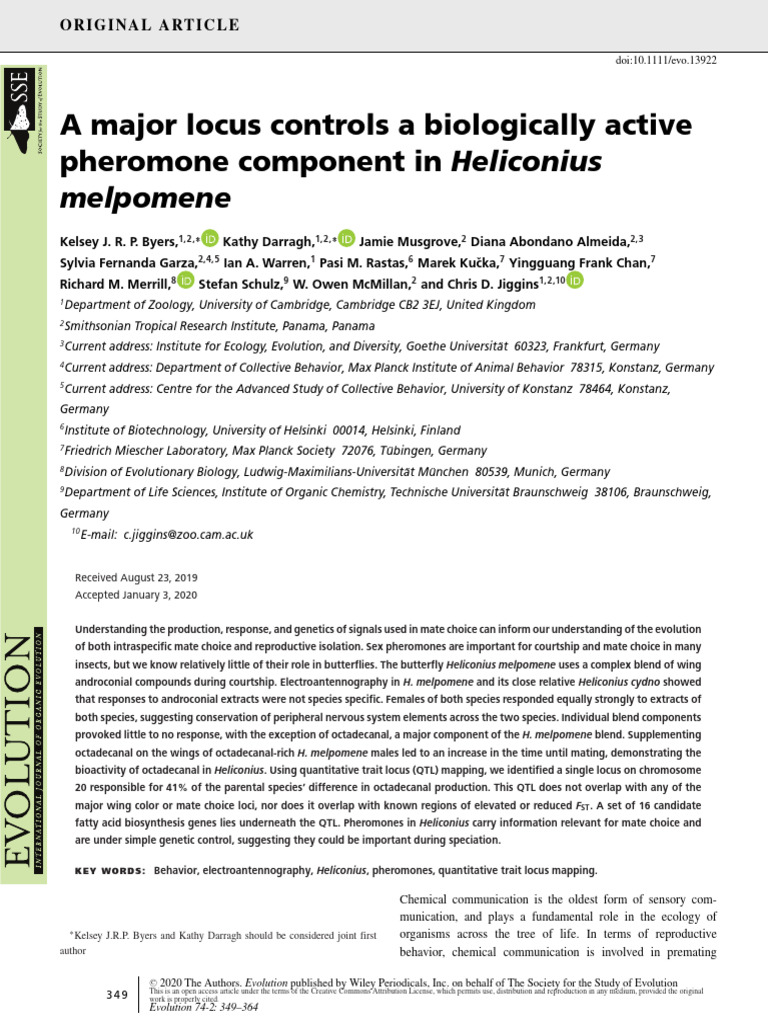 A Major Locus Controls A Biologically Active Phero | PDF | Quantitative Trait Locus | Gas ...