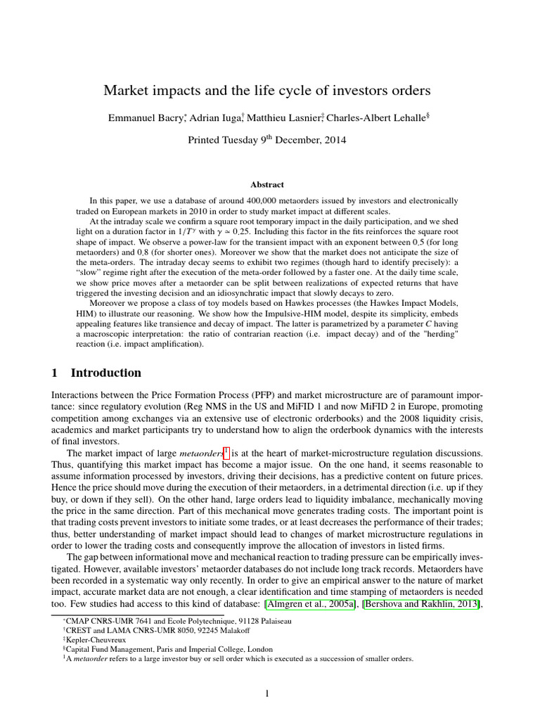 Life Cycle of Market Impact | PDF | Private Sector | Market (Economics)