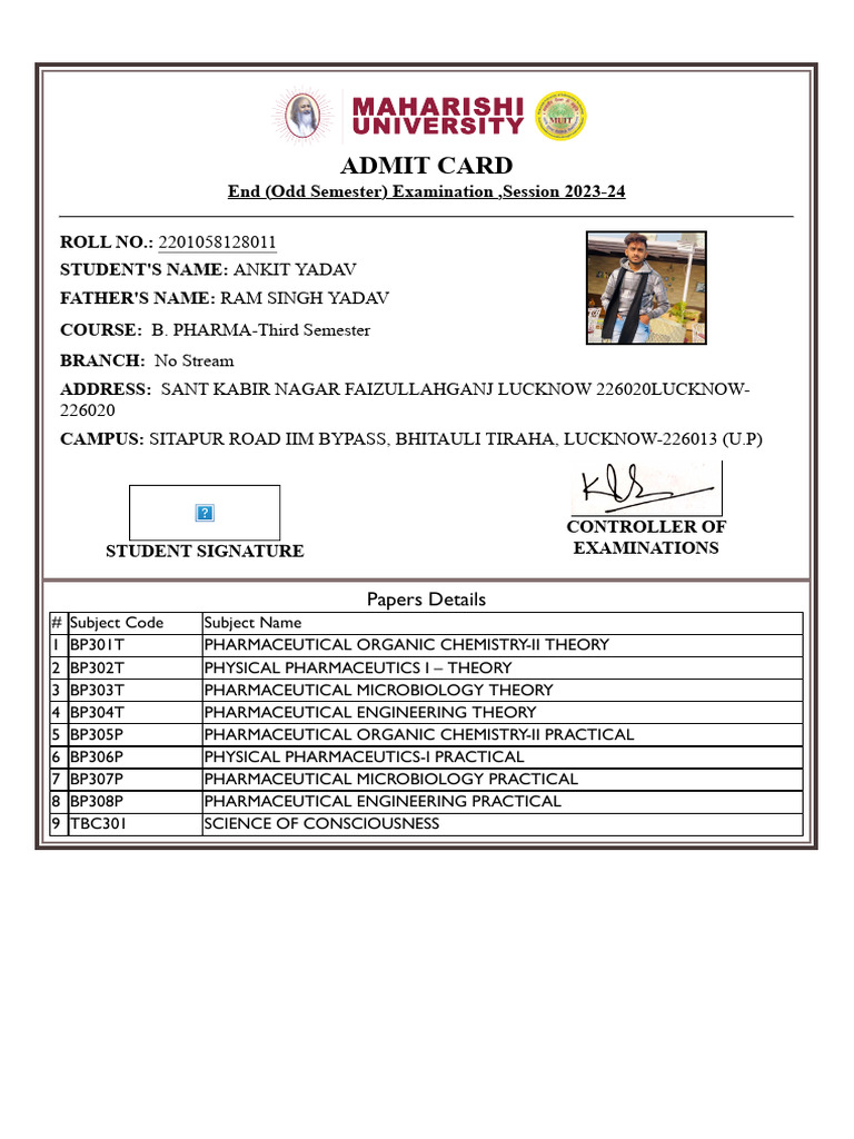 Admit Card 2 | PDF