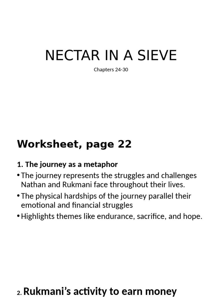 NECTAR IN A SIEVE - Chapters 23-30 | PDF