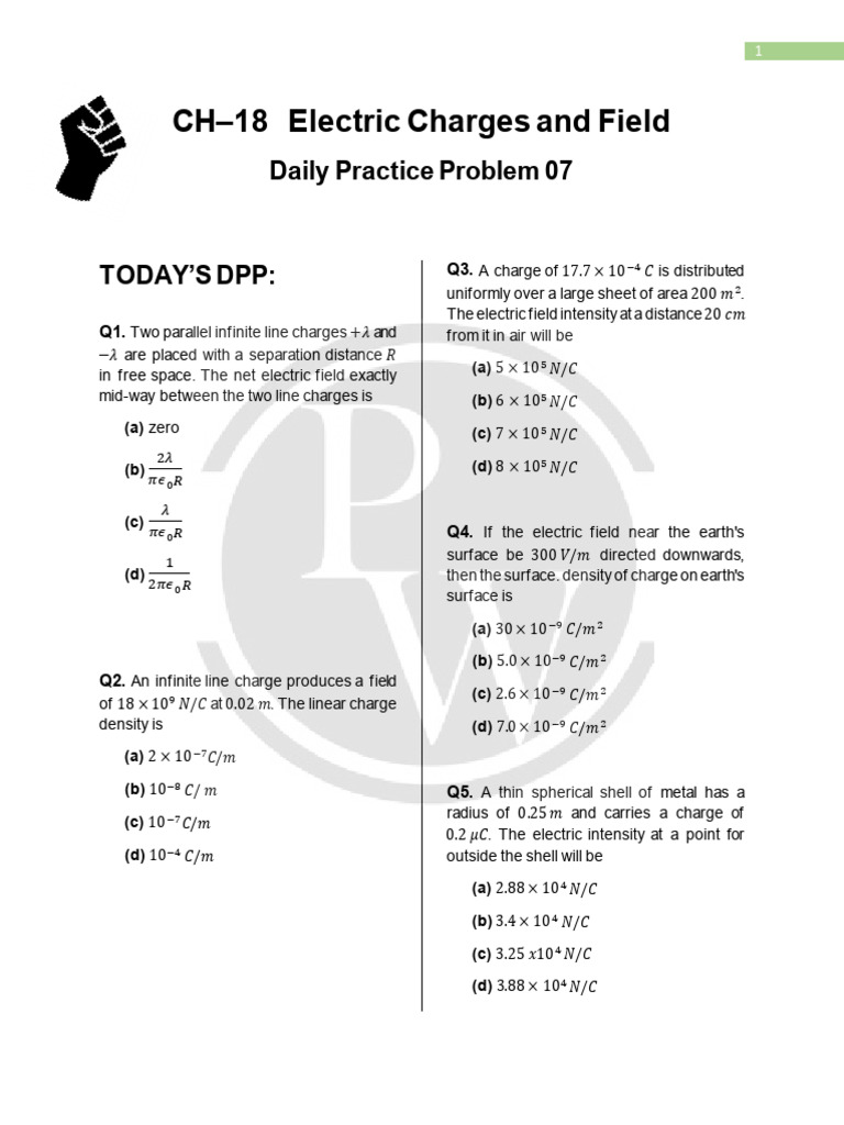 Electrostatics Dpp 07 | PDF | Sphere | Electric Field