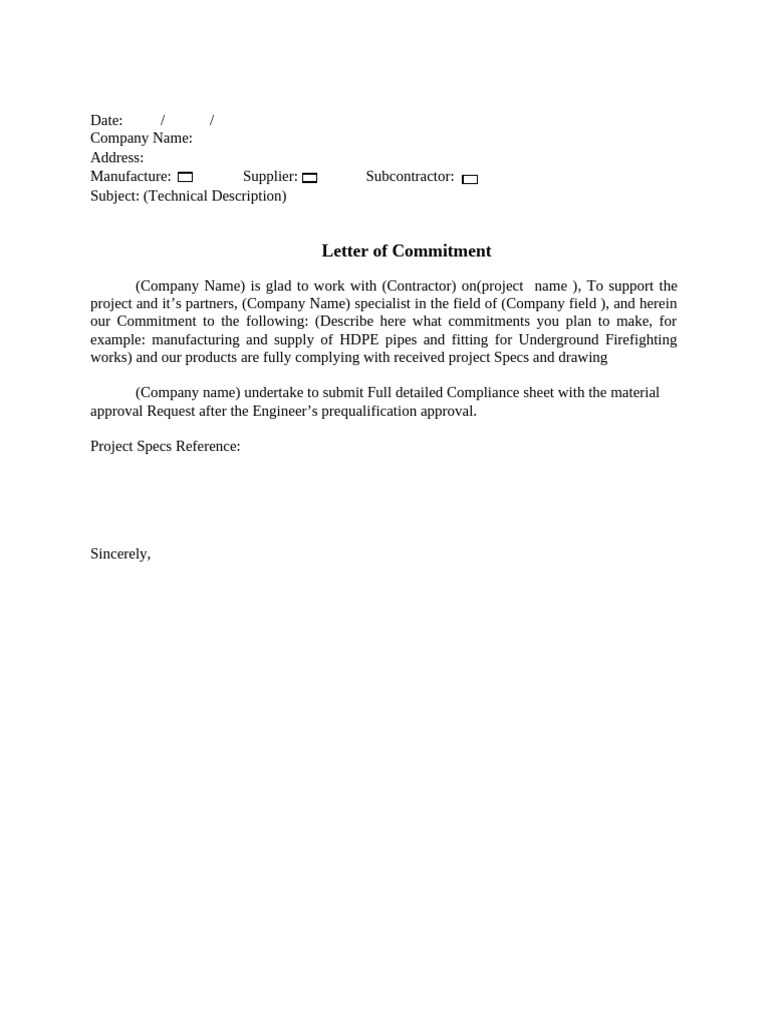 Letter of Commitment for Project Support | PDF