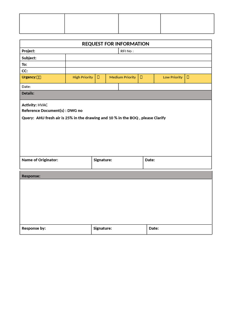 RFI Form | PDF