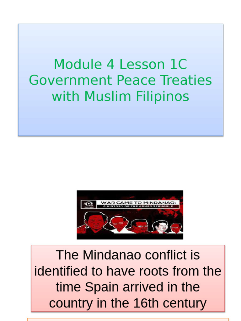 Module 4 Lesson 1C Government Peace Treaties With Muslim Filipinos | PDF | Philippines | Mindanao