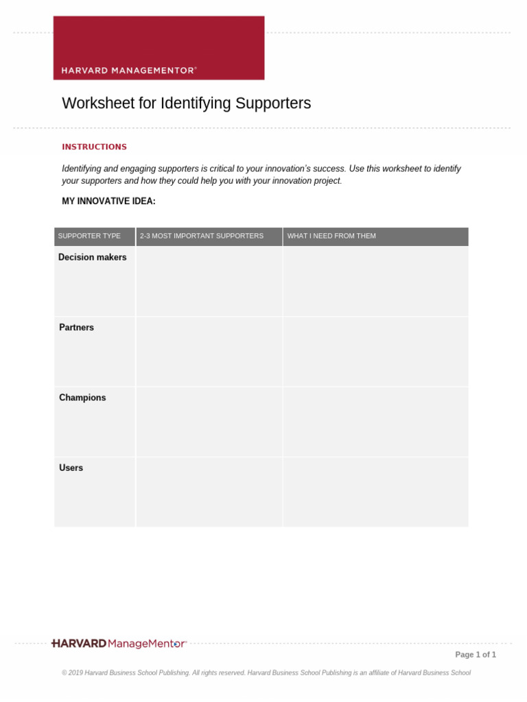 Supporter Identification Worksheet | PDF